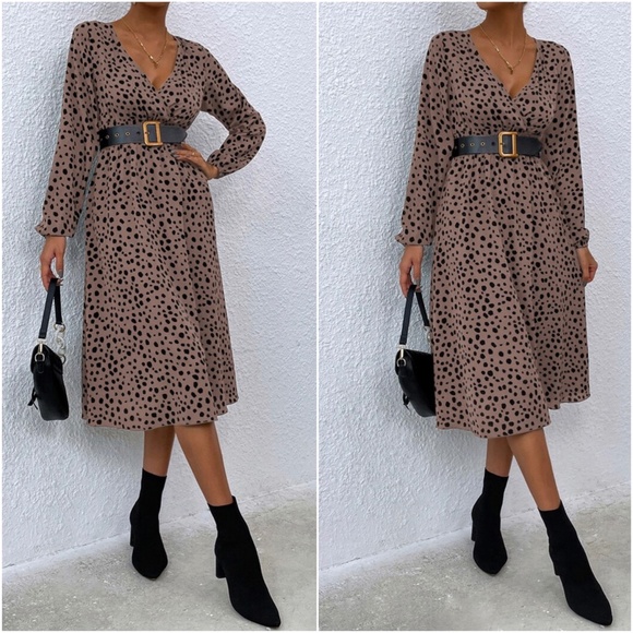 Bellanblue Dresses Boho Leopard Print Dot Midi Dress Poshmark